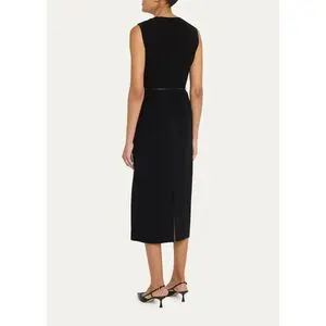 Lafayette 148 New York Sleeveless Belted Midi Dress