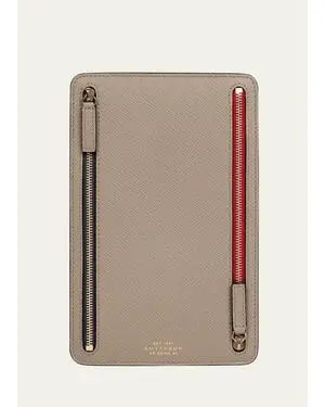 Smythson Panama Leather Multi-zip Currency Case - Sandstone
