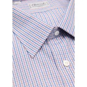 Charvet Cotton Micro-check Point Collar Slim Dress Shirt