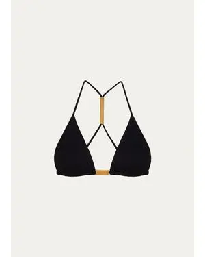 VIX PAULA HERMANNY Tammy T-back Triangle Bikini Top - Black