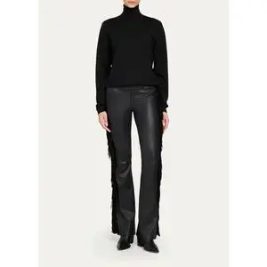Sprwmn Micro Flare Suede Fringe Leather Pants