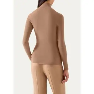 Akris Cashmere-silk Fine Rib Mock-neck Seamless Sweater