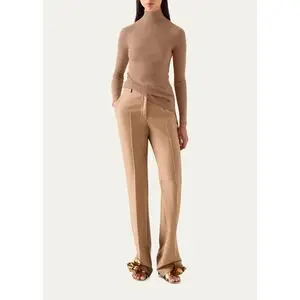 Akris Cashmere-silk Fine Rib Mock-neck Seamless Sweater