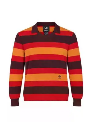 WALES BONNER X Adidas Striped Polo-collar Sweater - Red