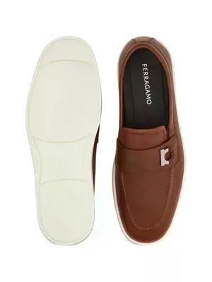 FERRAGAMO Boat Shoe Loafers With Gancini Ornament