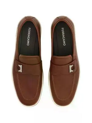 FERRAGAMO Boat Shoe Loafers With Gancini Ornament