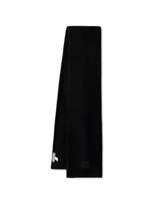 Michael Kors Ribbed-knit Logo-patch Scarf - Black