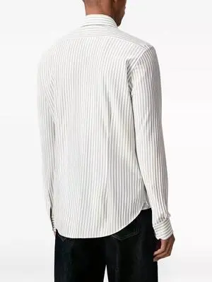 Michael Kors Vertical-stripe Logo-embroidered Shirt