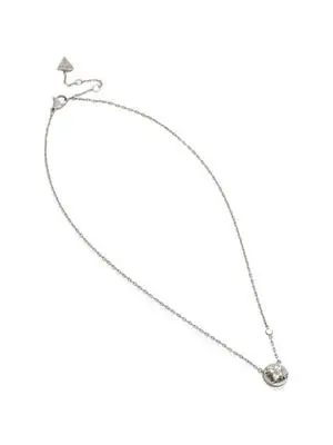 Guess Crystal-embellished Logo-engraved Necklace - Silver