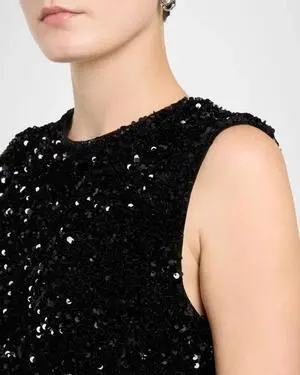 Vince Sequined Tank Top - Black