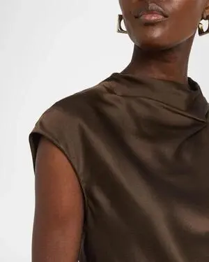 Vince Draped Cowl-neck Midi Dress - Volcan