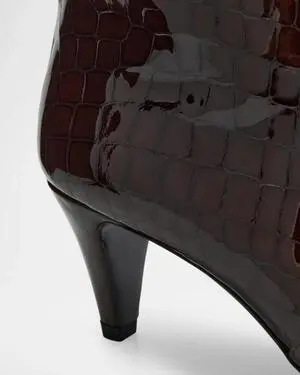 STUART WEITZMAN 60mm Lennon Croc-embossed Patent Leather Zip Booties - Midnight E