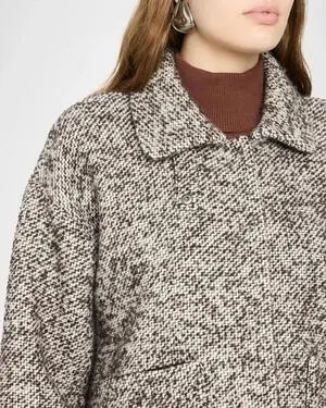 Eileen Fisher Weight Cropped Tweed Jacket - Coffe
