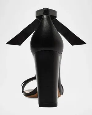 ALEXANDRE BIRMAN Clarita Leather Bow Ankle-strap Sandals - Black