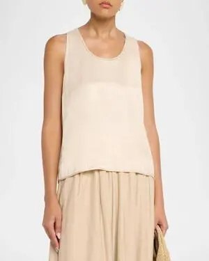 Peserico Sleeveless Chain-trim Scoopneck Top - Astral Bei