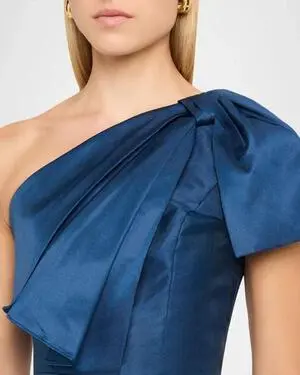Theia Cathy One-shoulder Bow Gown