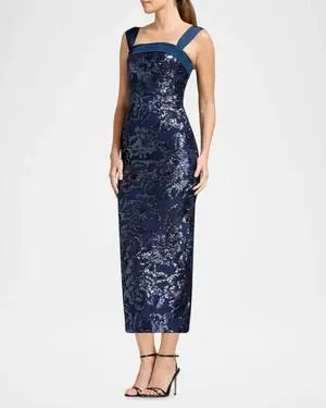 Dress The Population Julie Sequin Floral Bodycon Midi Dress