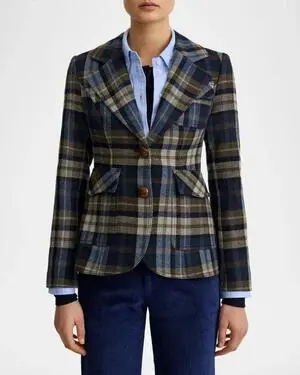 Smythe Plaid Wool-blend Blazer - Blue Plaid