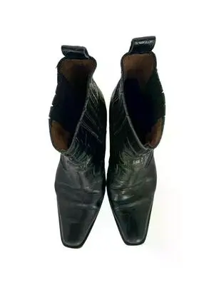 GANNI Croc-effect Western Ankle Boots