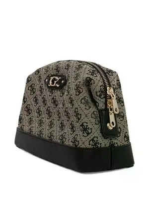 Guess Logo-monogram Zip-top Make-up Bag - Neutrals