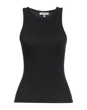 GANNI Tank Top Size Organic Cotton, Elastane - Black