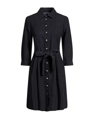 120% Lino Midi Dress Midnight Size Linen - Blue