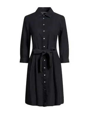 120% Lino Midi Dress Midnight Size Linen - Blue