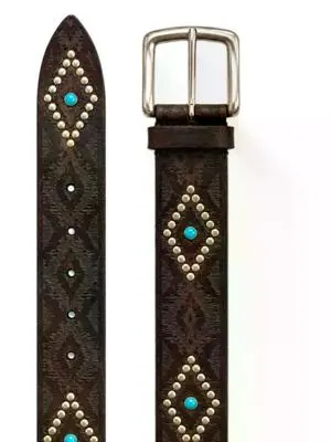 Anderson's Studded Embossed-leather Belt - Brown