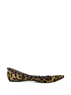 Valentino Garavani Rockstud Leopard-print Ballet Flats - Neutrals