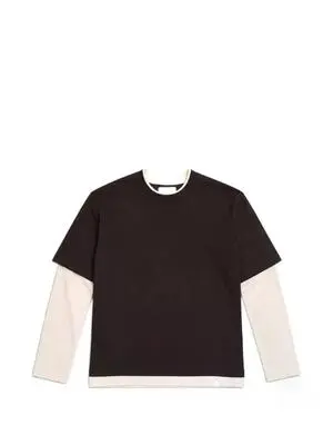WOC Layered-effect Long-sleeve T-shirt - Brown