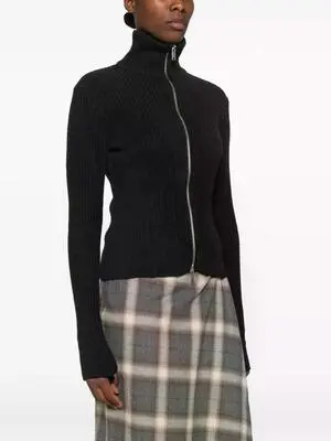 WOC Augusta Ribbed-knit Zip-up Cardigan