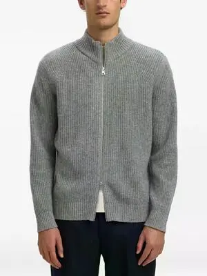 SELECTED Zip-fastening Ribbed-knit Cardigan