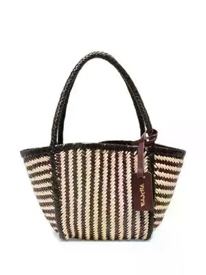 VIPERA Ruby Stripes Woven-design Leather Tote Bag - Neutrals
