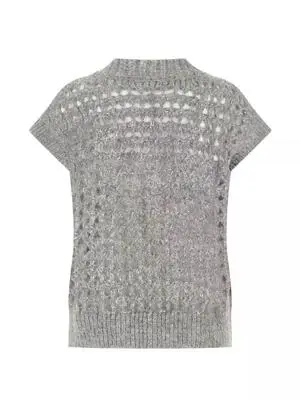 PANICALE Sequin-embellished Open-knit Sweater - Grey