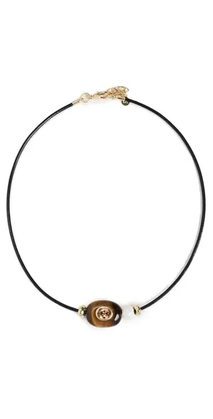 LACEY RYAN Tigers Eye & Pearl Choker - Brown