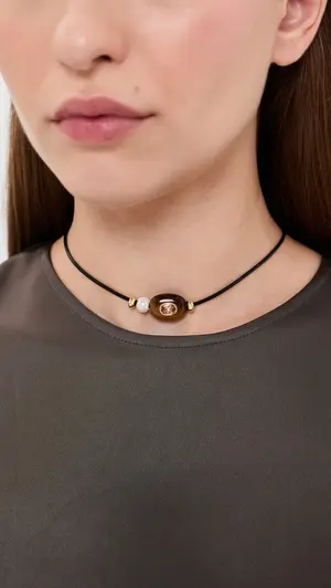 LACEY RYAN Tigers Eye & Pearl Choker