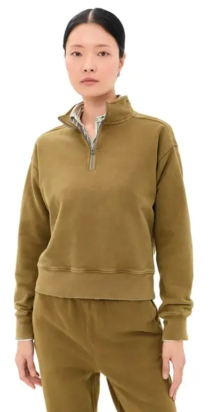 Madewell Mccarren Quarter-zip Sweatshirt - Olive Oil