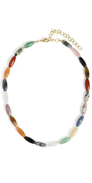 ADINA EDEN Multicolor Oval Rice Beaded Necklace