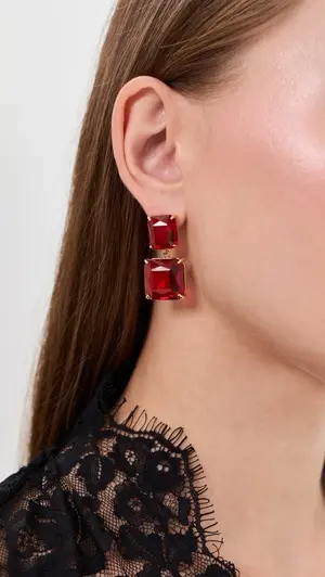 ADINA EDEN Crystal Double Square Drop Earrings