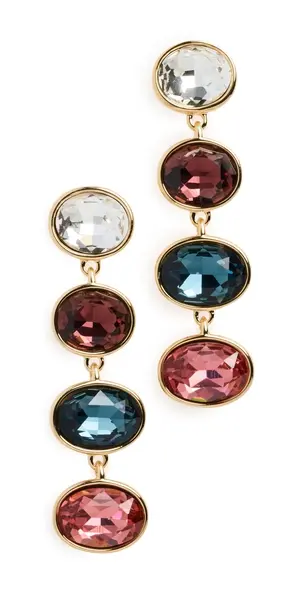 ADINA EDEN Cubic Zirconia Multi Oval Dangle Stud Earrings - Multi Color