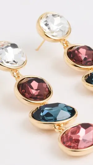 ADINA EDEN Cubic Zirconia Multi Oval Dangle Stud Earrings