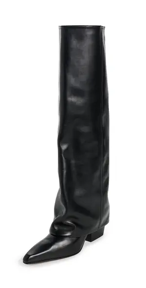 PARIS TEXAS Jane Fold Over Leather Boots 60mm