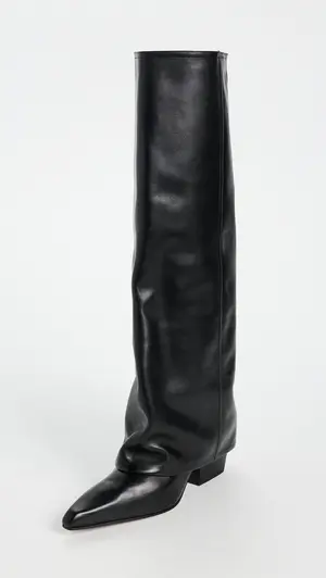Paris Texas Jane Fold Over Leather Boots 60mm