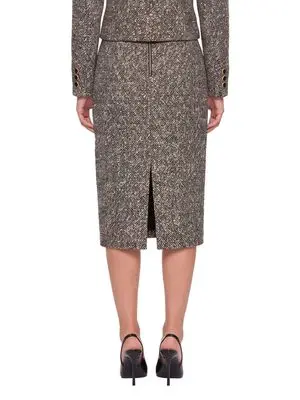Alessandra Rich Melange Sequin Tweed Midi Skirt