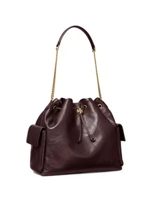 Tory Burch Charlie Large Leather Bucket Bag