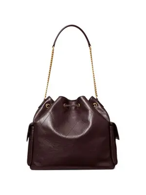 Tory Burch Charlie Large Leather Bucket Bag