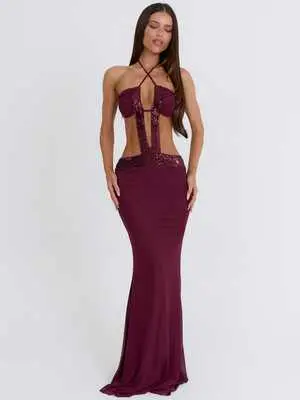 OUTCAST Veya Maxi Dress Burgundy