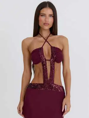 OUTCAST Veya Maxi Dress Burgundy