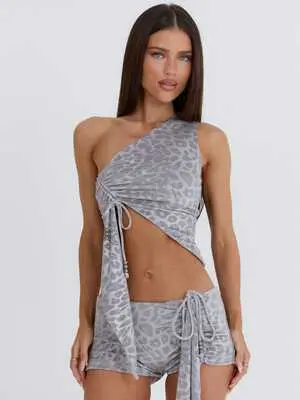 OUTCAST Andi Crop Top Silver Leopard