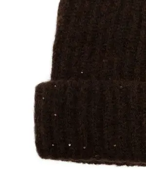 ROBERTO COLLINA Ribbed Cashmere And Silk Beanie With Sequins - Brown